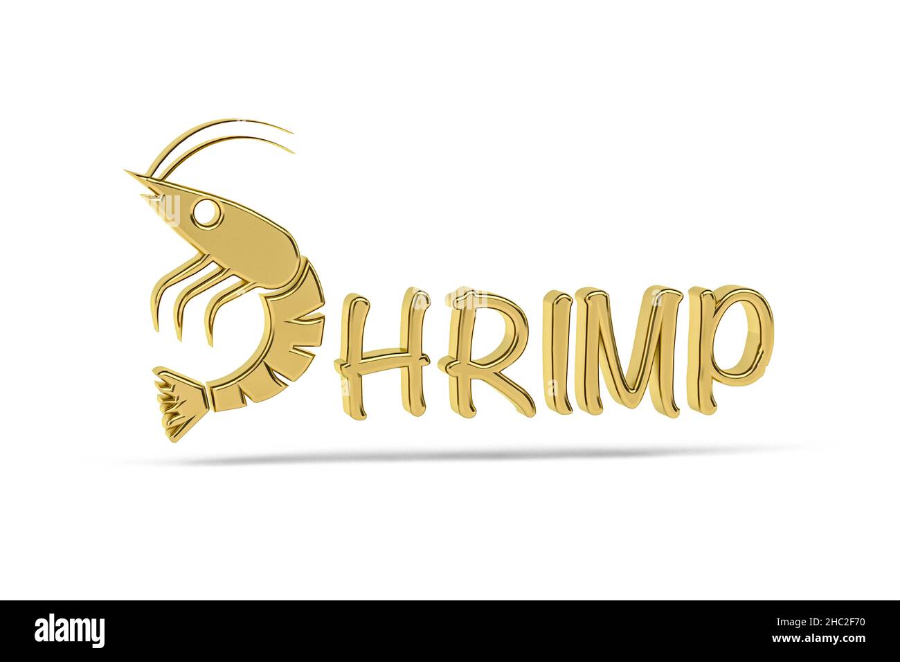 Golden 3d prawn icon isolated on white background - 3d render Stock ...