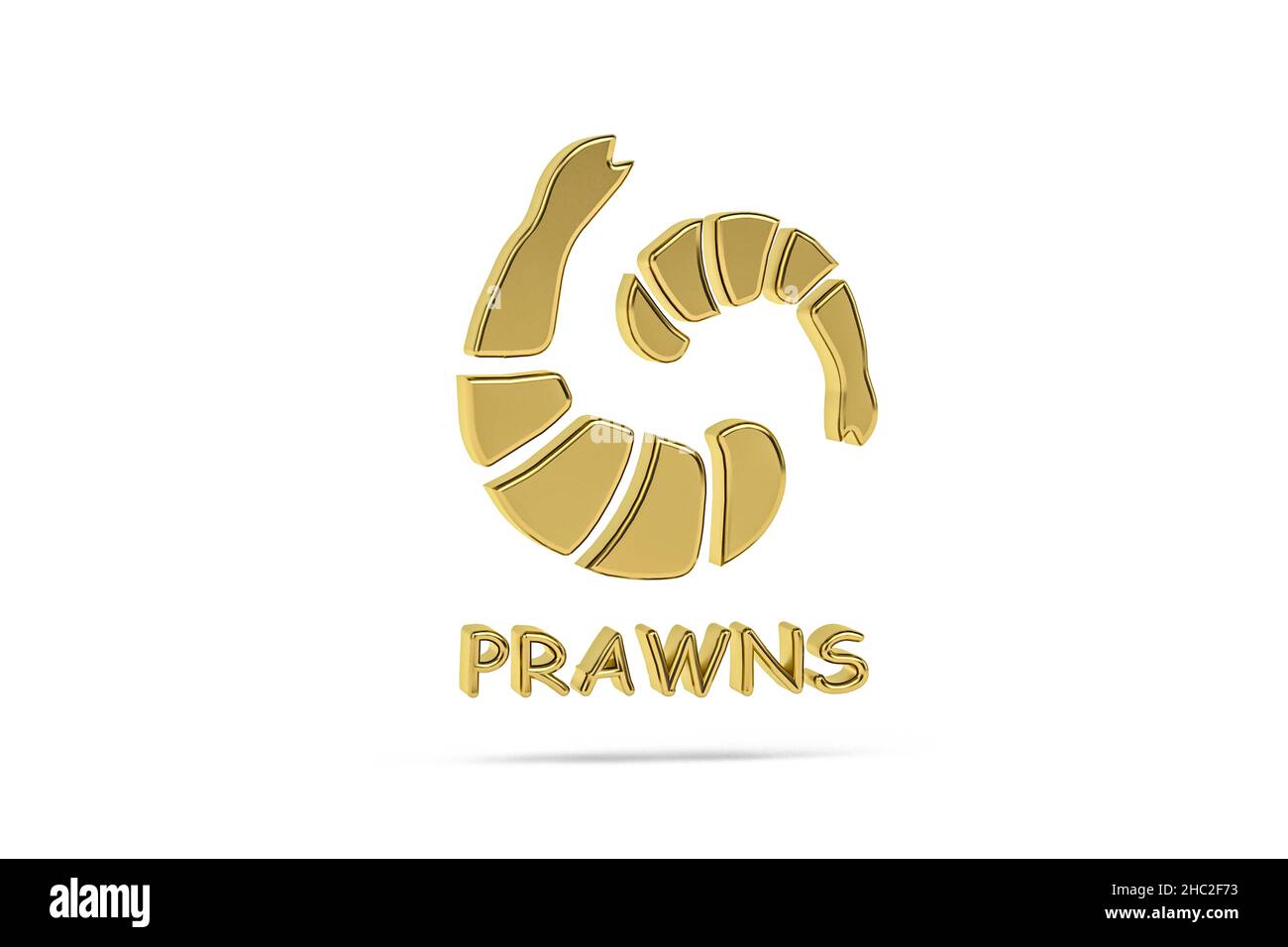 Golden 3d prawn icon isolated on white background - 3d render Stock ...