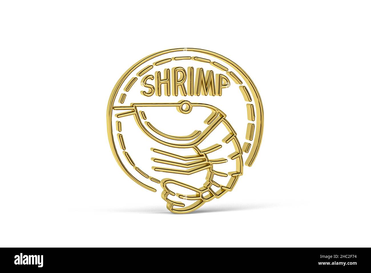 Golden 3d prawn icon isolated on white background - 3d render Stock ...