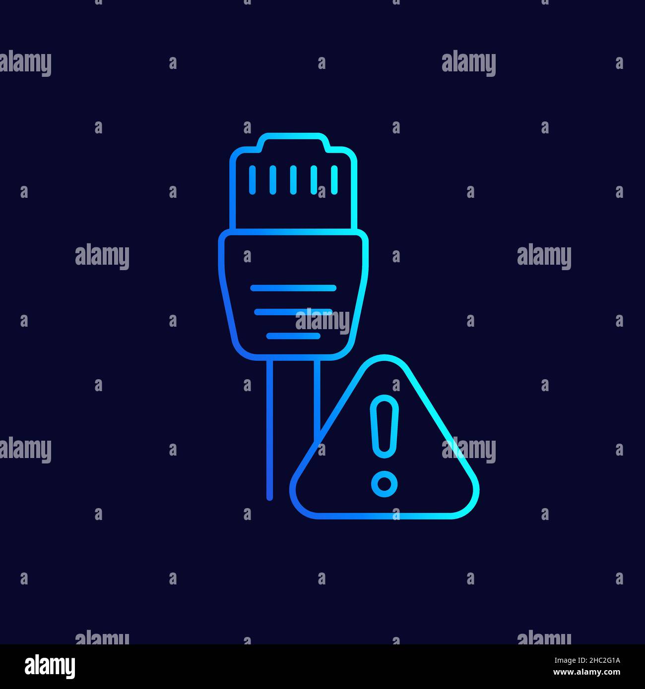 ethernet cable and warning line vector icon Stock Vector Image & Art ...