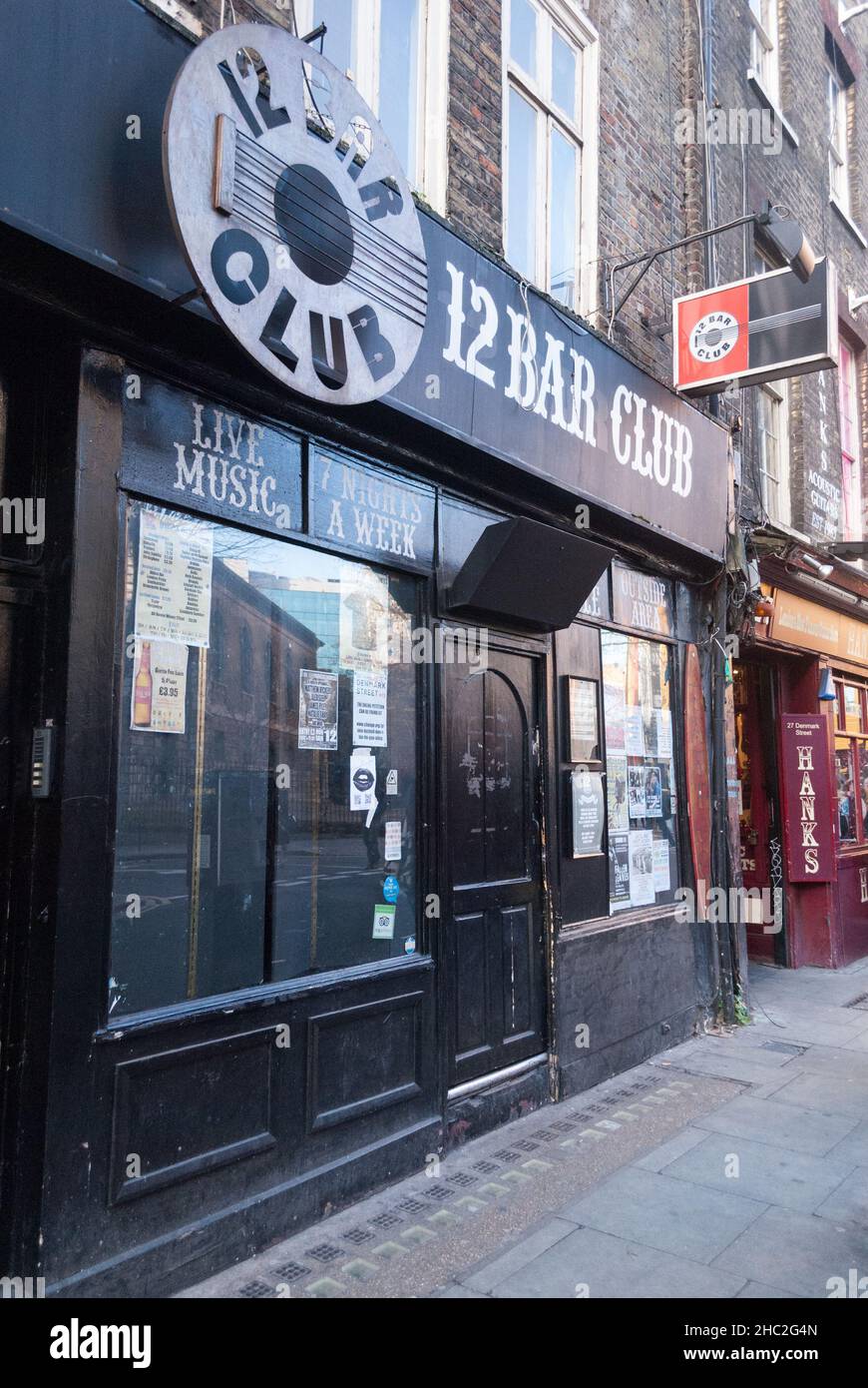 The exterior of the former 12 Bar Club on Denmark Street, London ...