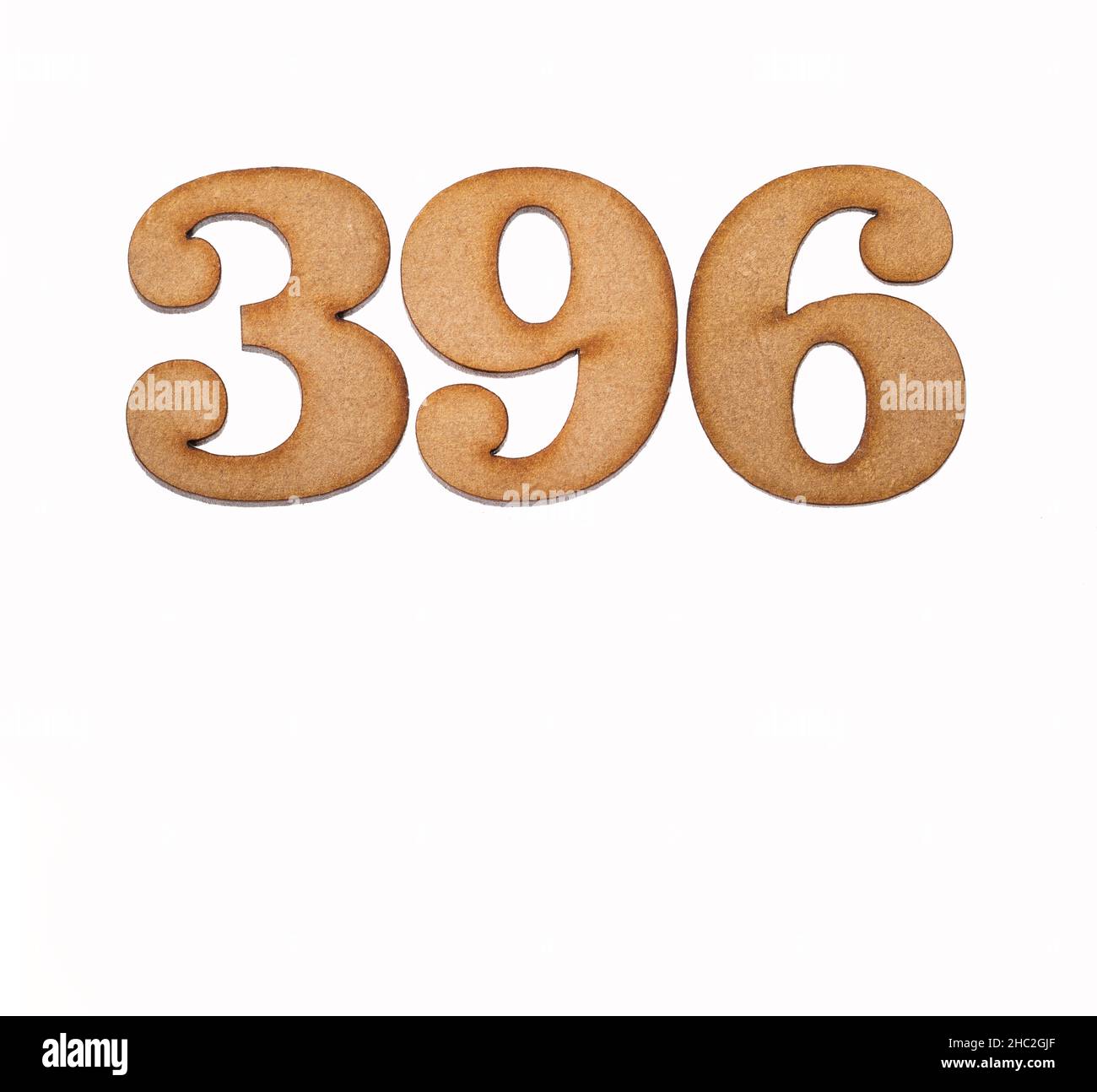 Number 396 in wood, isolated on white background Stock Photo - Alamy