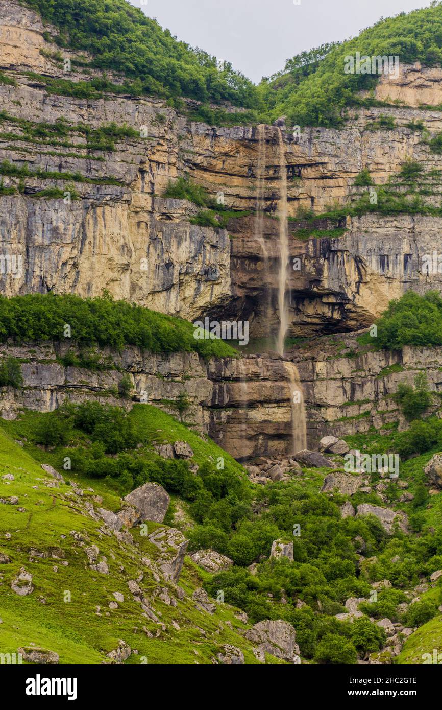 Waterfall in Laza village in Caucasus mountains, Azerbaijan Stock Photo ...