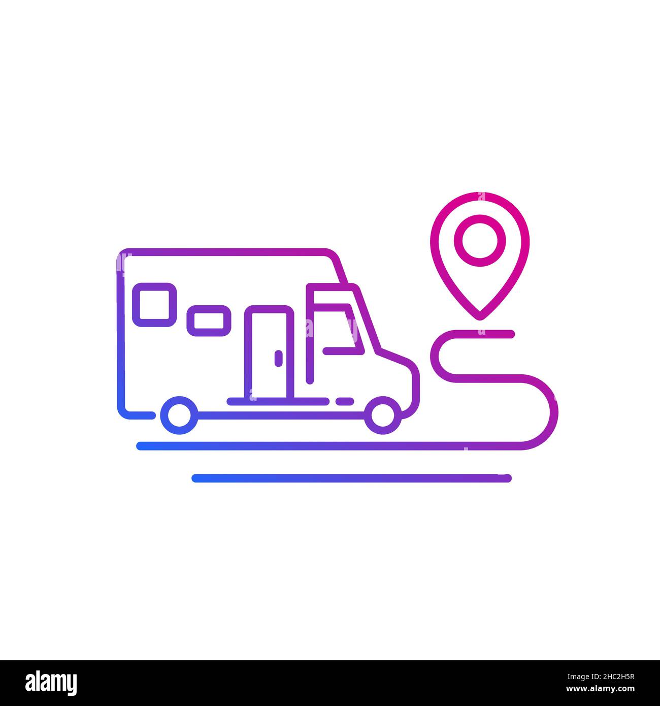 camper, camping van and route line icon Stock Vector Image & Art - Alamy