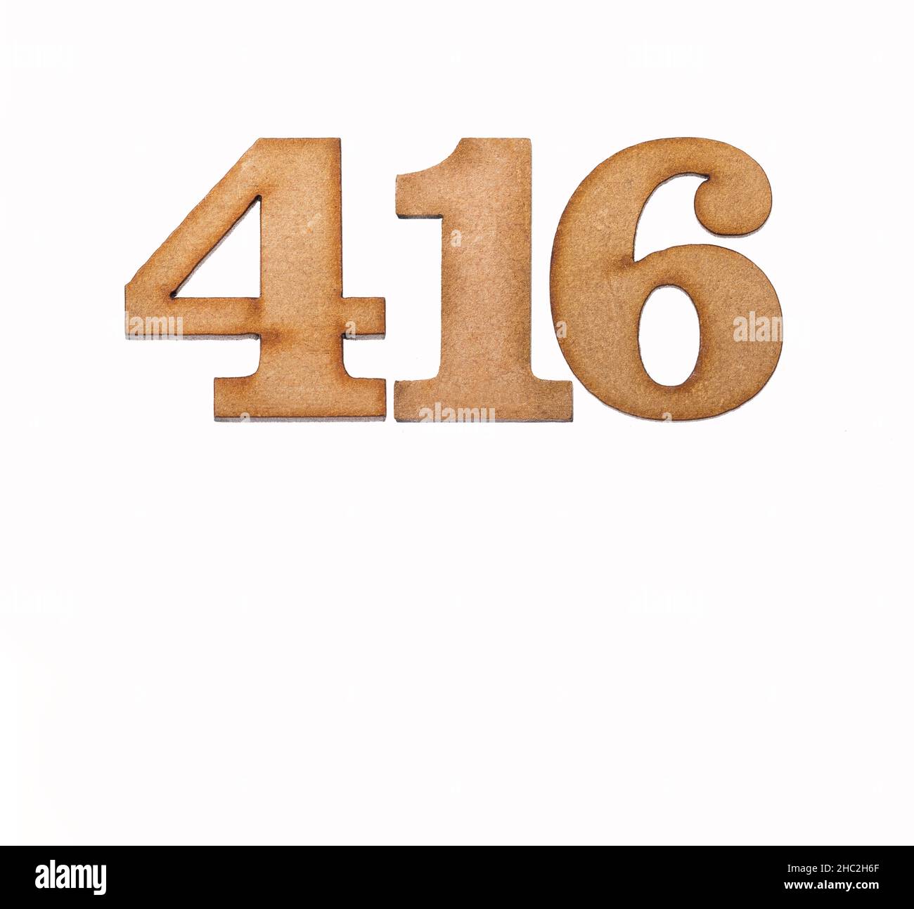 Number 416 in wood, isolated on white background Stock Photo - Alamy