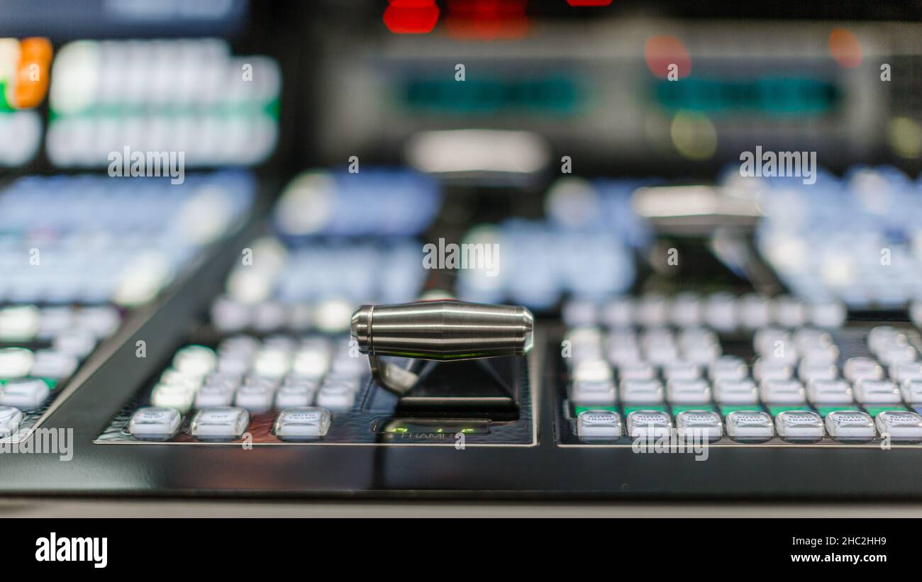 A professional studio vision mixer at a television station Stock Photo ...