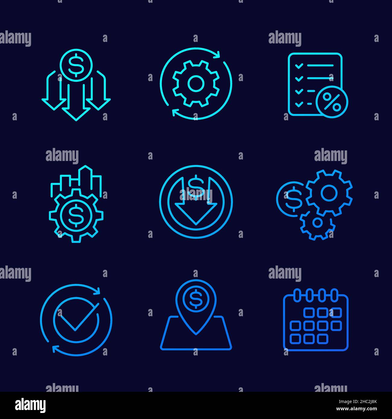 cost effective and financial efficiency line icons Stock Vector Image ...