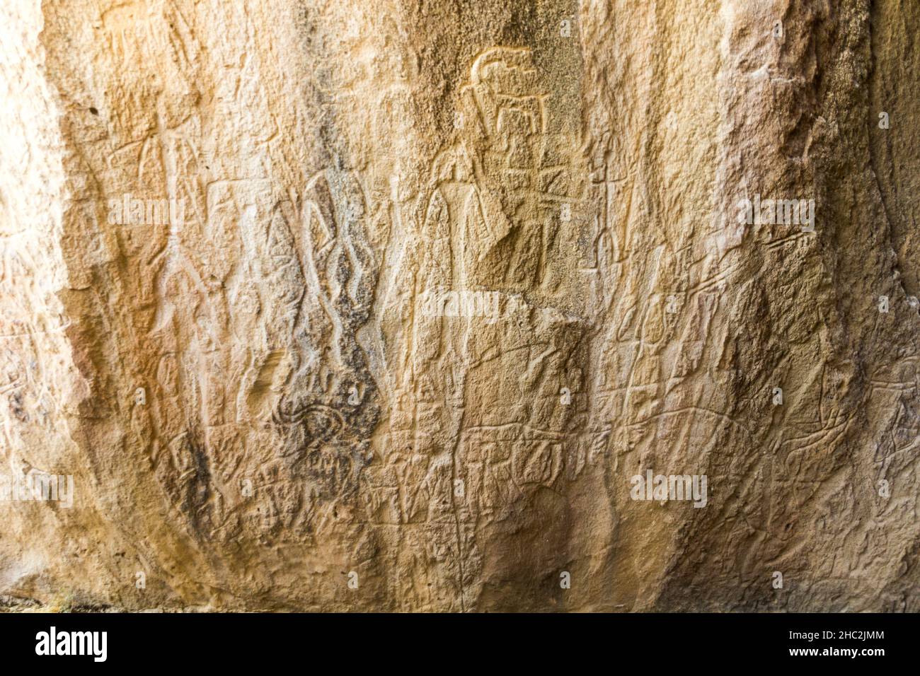 Ancient rock carvings in Gobustan petroglyph reserve, Azerbaijan Stock ...
