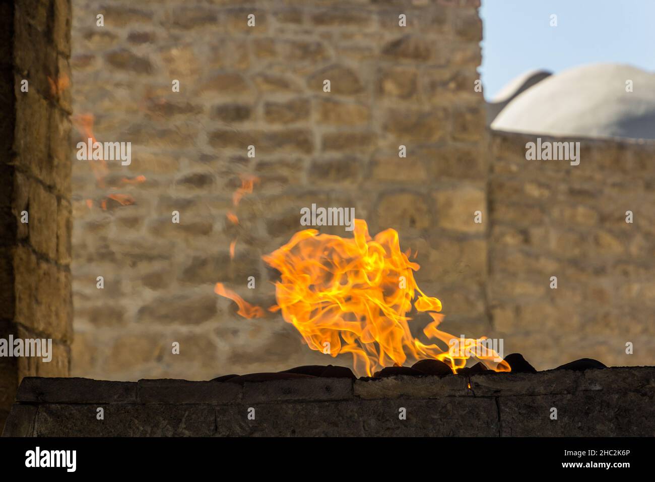 Eternal flame in Baku Ateshgah Fire Temple of Baku , Azerbaijan Stock ...