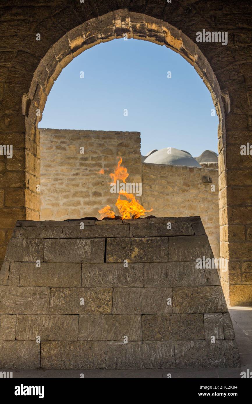 Eternal flame in Baku Ateshgah Fire Temple of Baku , Azerbaijan Stock ...