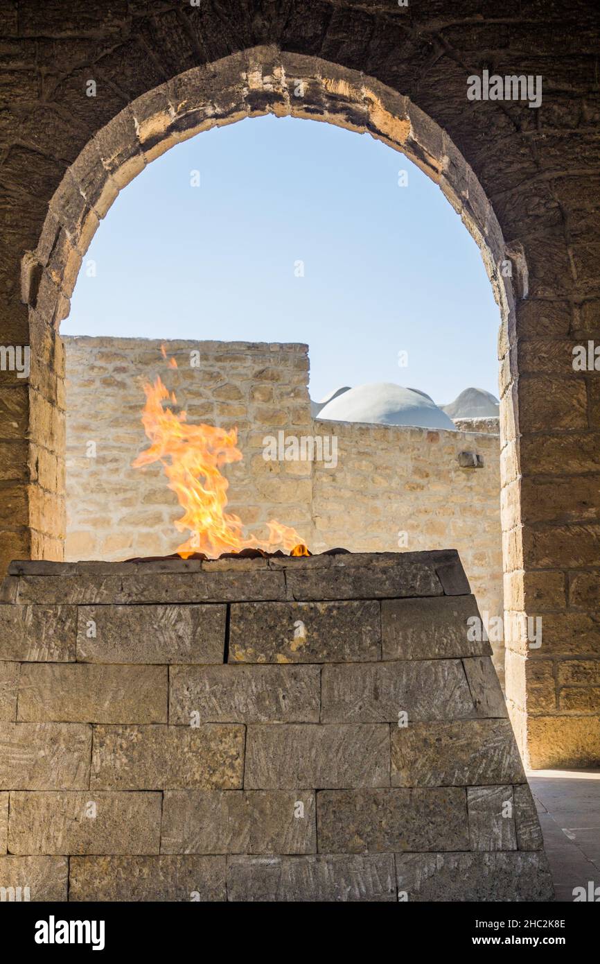 Eternal flame in Baku Ateshgah Fire Temple of Baku , Azerbaijan Stock ...