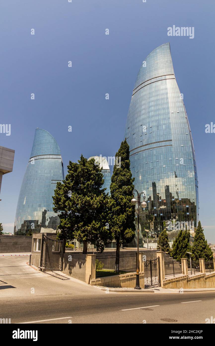 BAKU, AZERBAIJAN - JUNE 20, 2018: View of Flame Towers in Baku ...