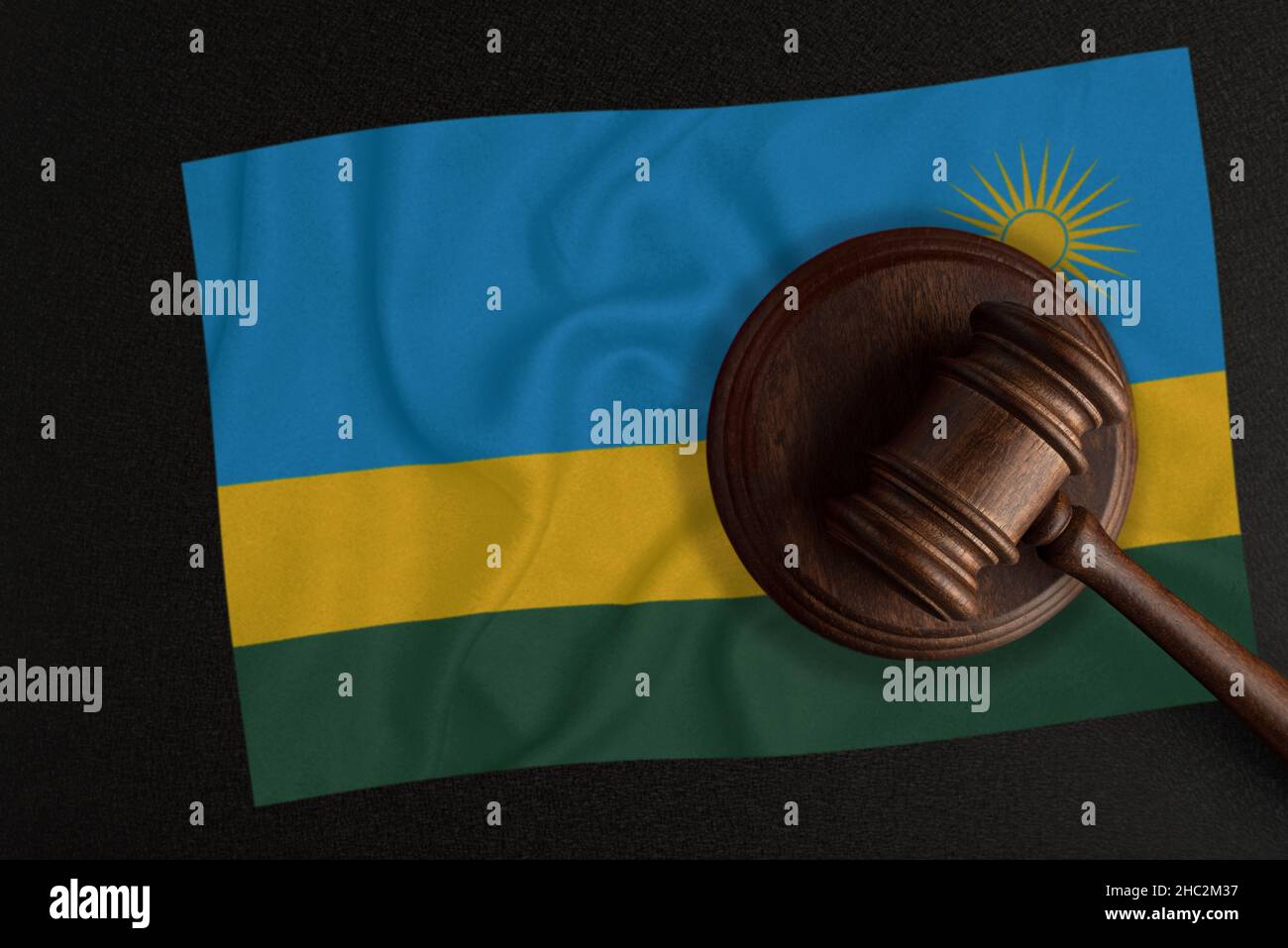 Judges hammer and the flag of Rwanda. Law and Justice. Constitutional ...