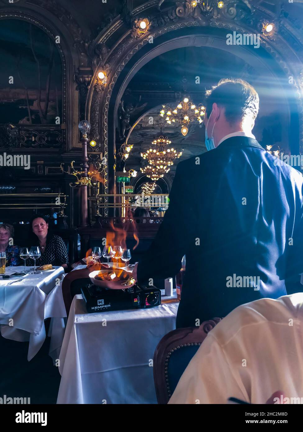 Paris, France, French Waiter, Inside French Traditional Brasserie ...