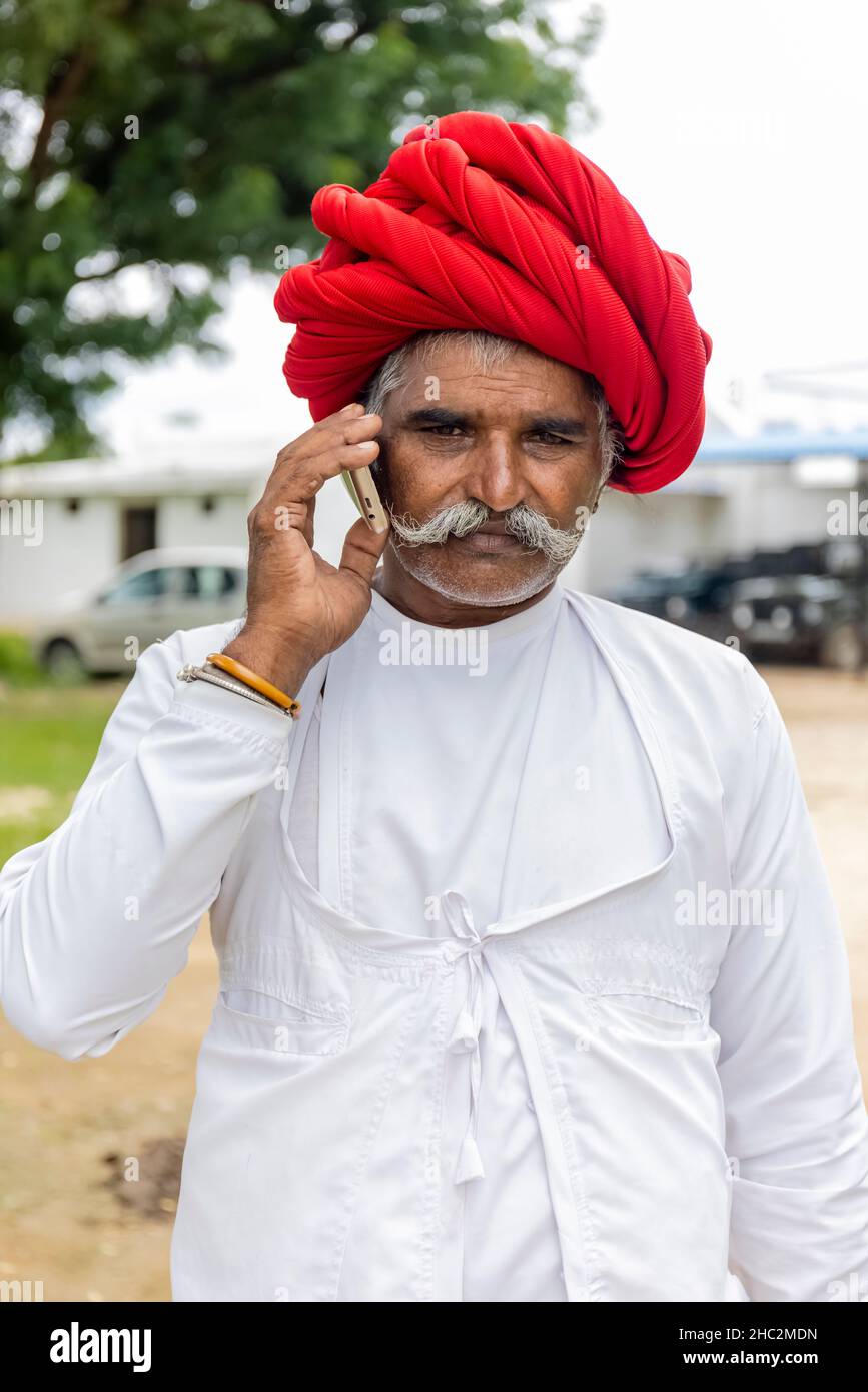 Jawai, Rajasthan, India - September 2021: Portrait of an elderly man of ...
