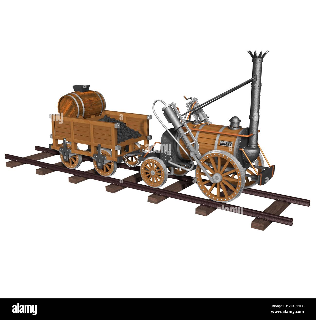 3D Rendering Illustration of Robert Stephenson´s model Rocket Steam ...
