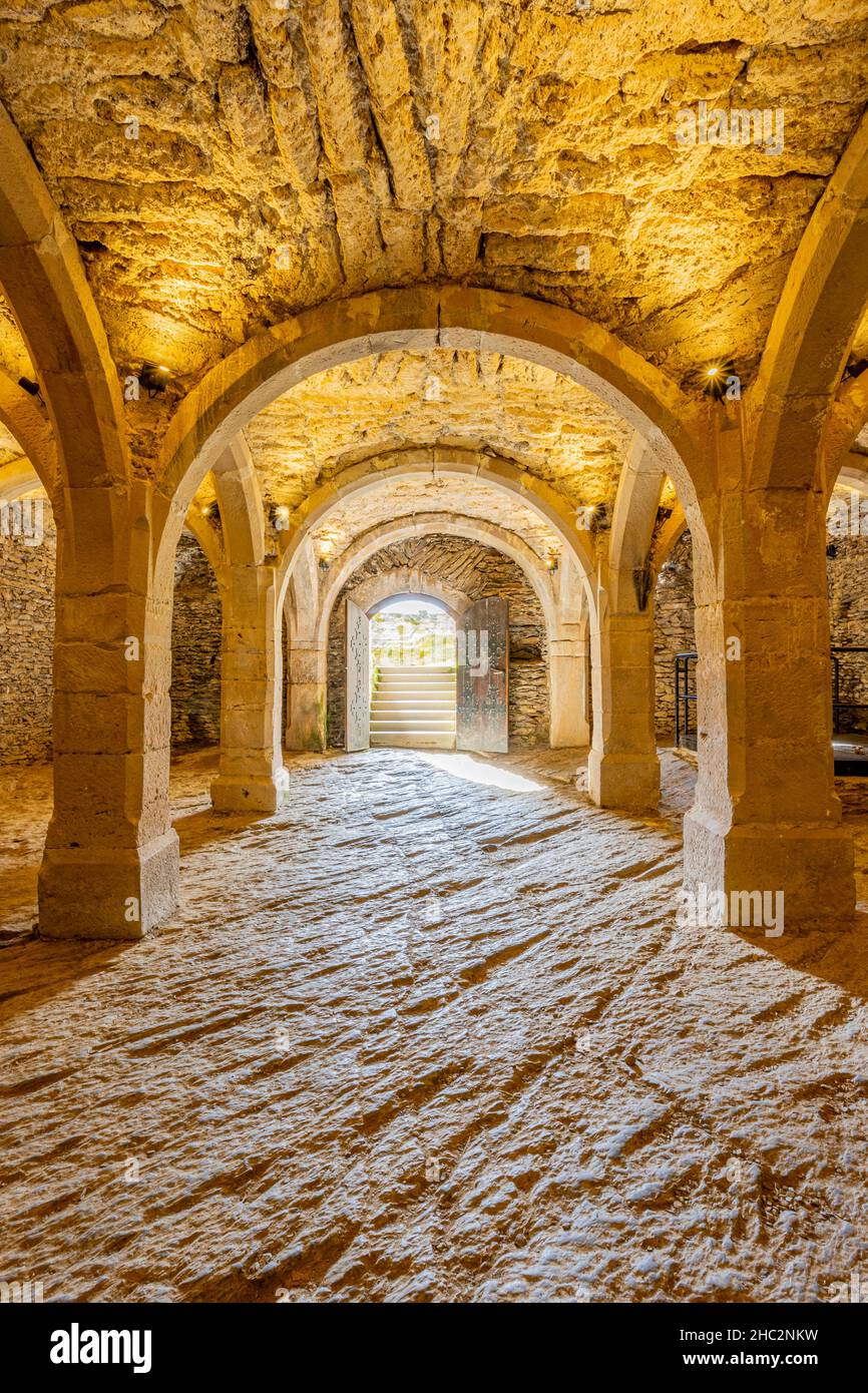 Bourscheid, Luxembourg. September 17, 2021. Interior of the gothic ...