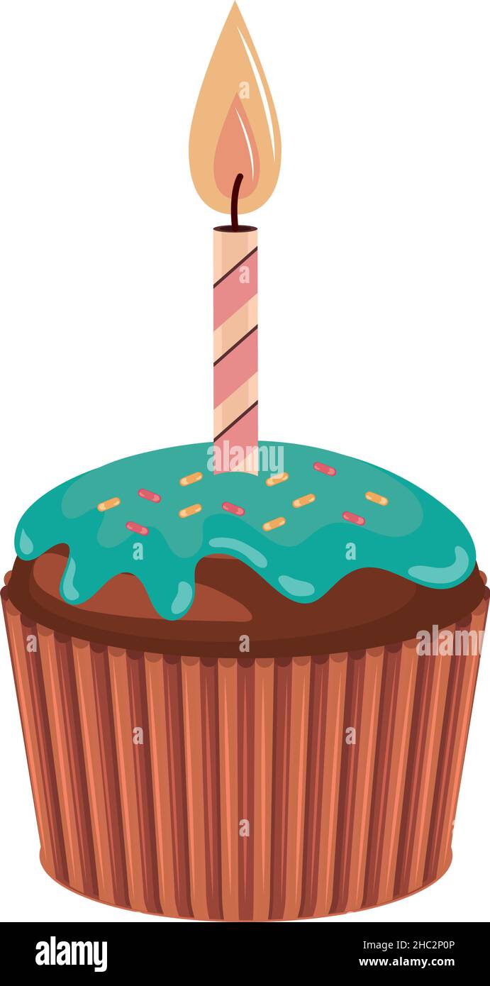 birthday cupcake with candle Stock Vector Image & Art - Alamy
