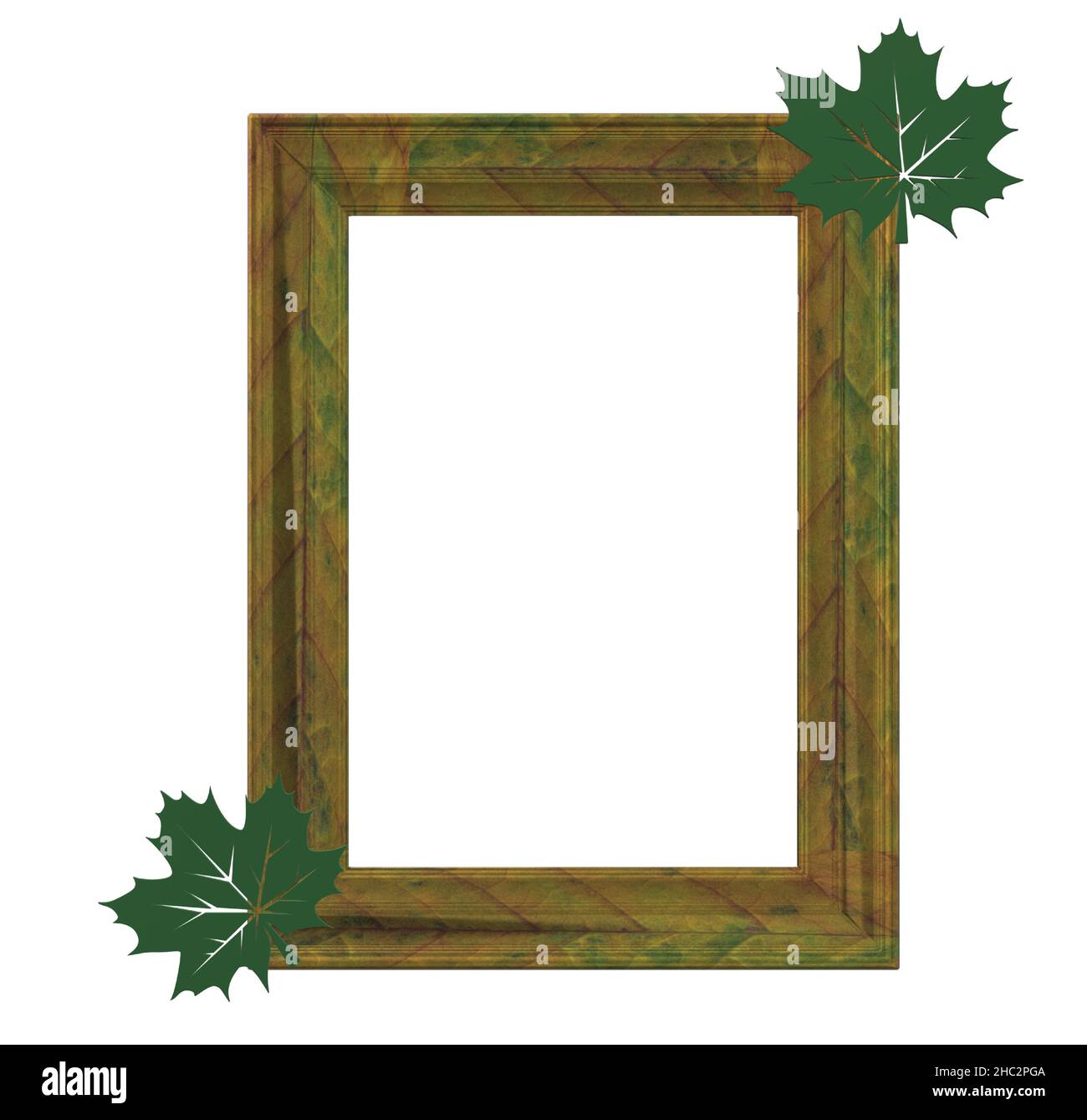 Rustic Gold Picture Photo Frame with Green Leaves Decoration Stock ...