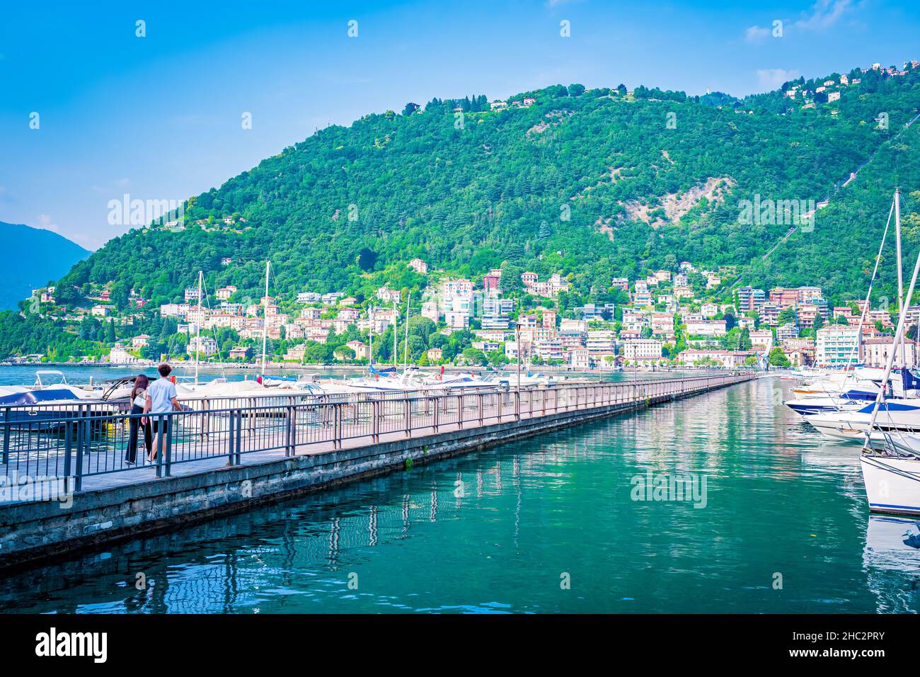 Port of Como, harbour and lakefront, a tourist destination on Lake Como ...