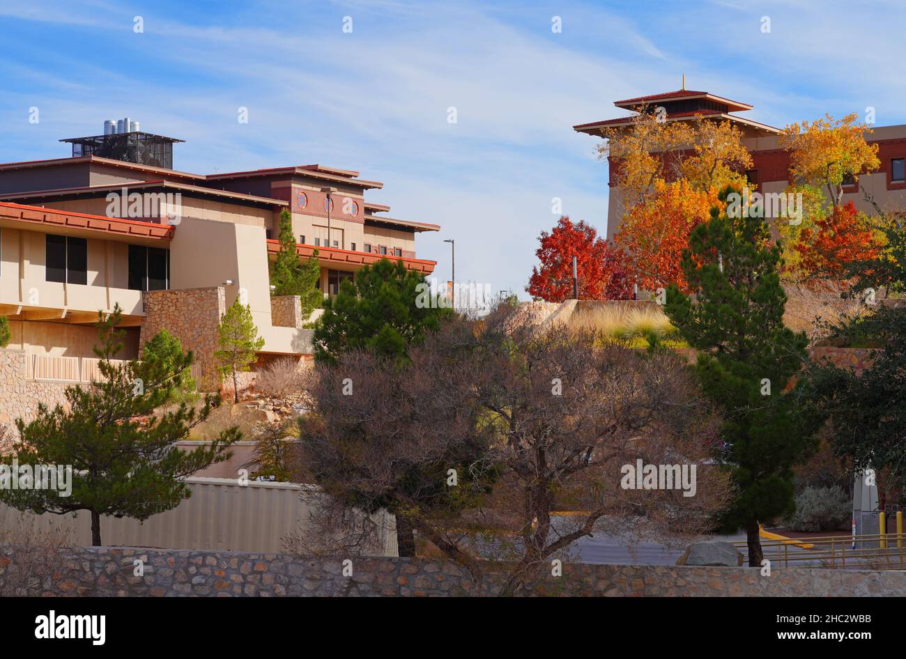 EL PASO, TX –15 DEC 2021- View of the campus college of the University ...