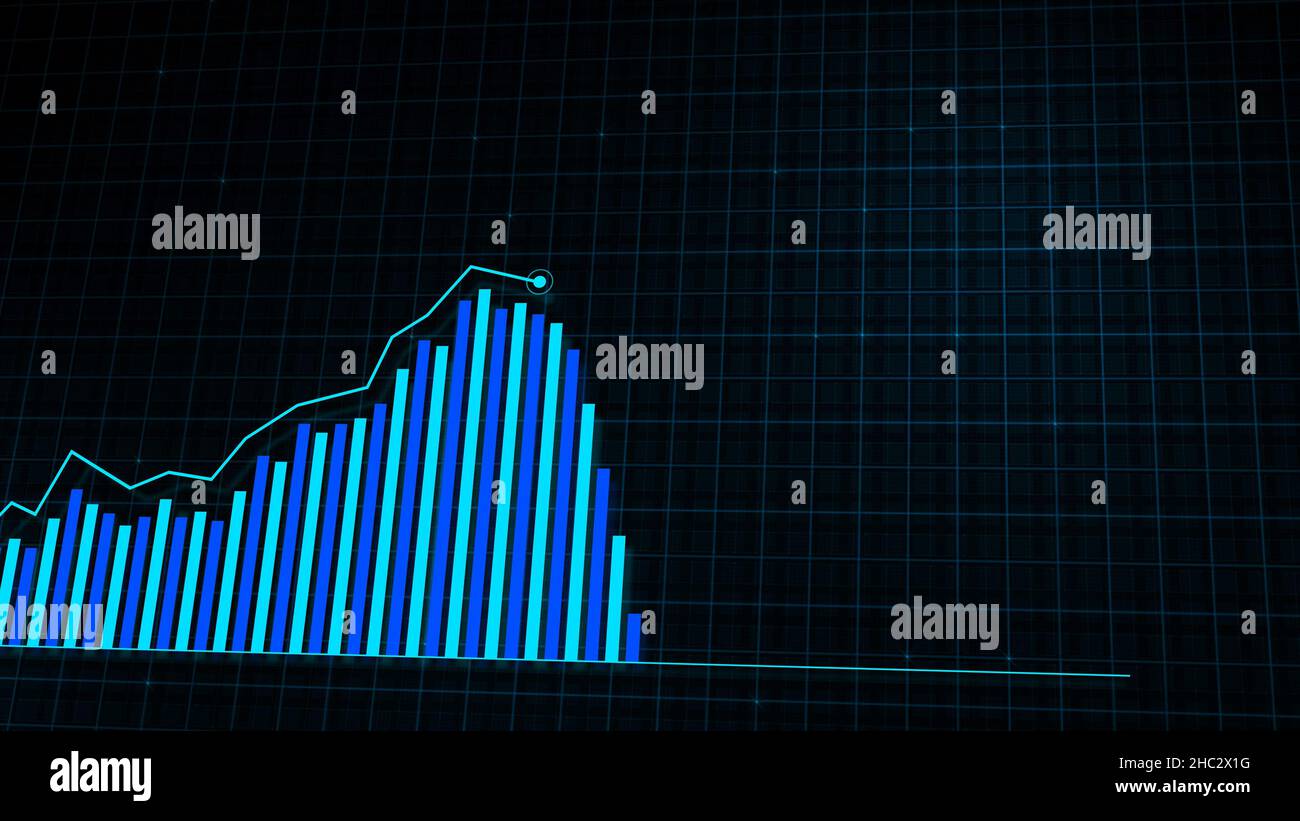 3D rendering of a growing line graph of a digital income growth chart ...