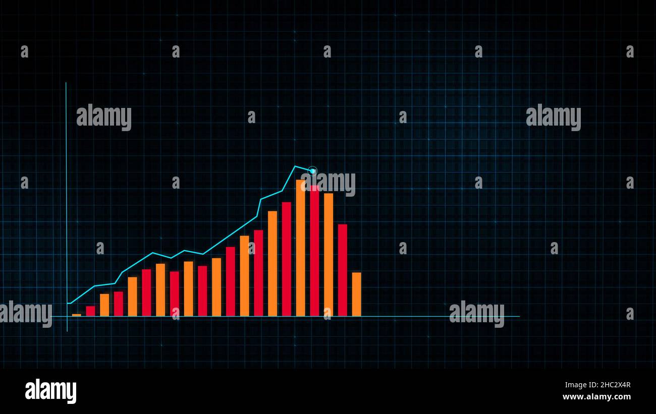 3D rendering of a growing line graph of a digital income growth chart ...