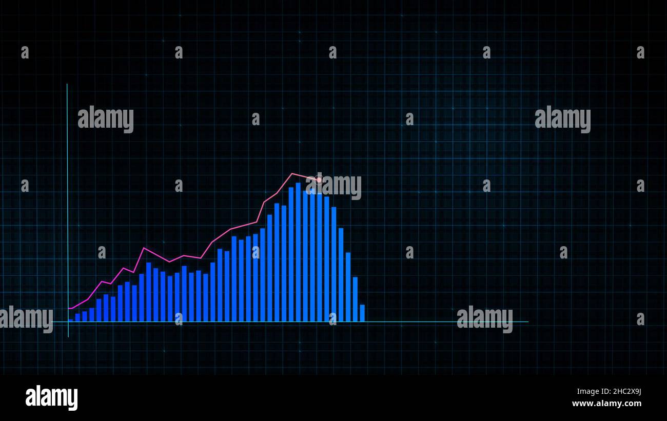 3D rendering of a growing line graph of a digital income growth chart ...