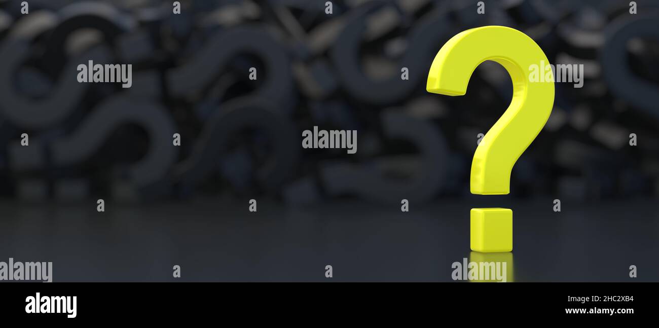 Question mark vibrant yellow, blur black color question marks pile ...