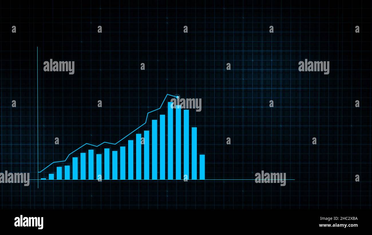 3D rendering of a growing line graph of a digital income growth chart ...