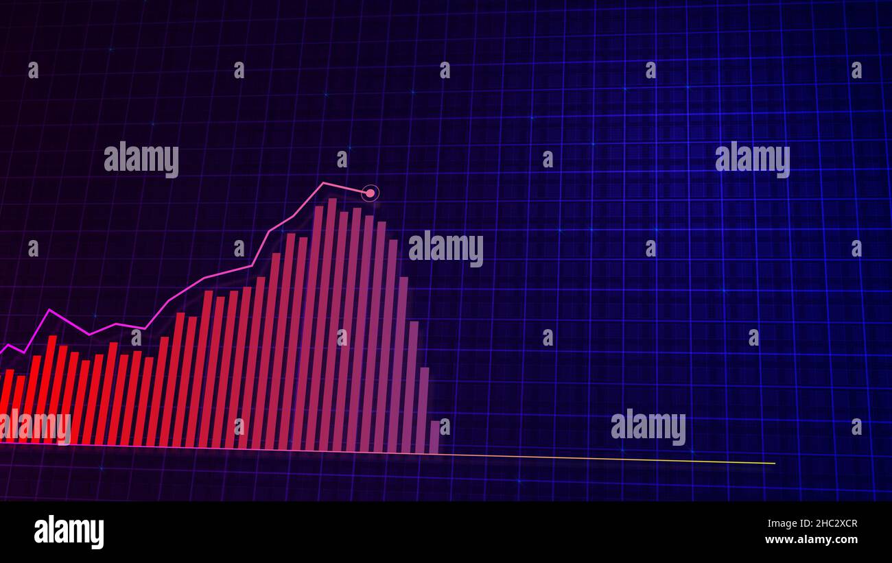 3D rendering of a growing line graph of a digital income growth chart ...