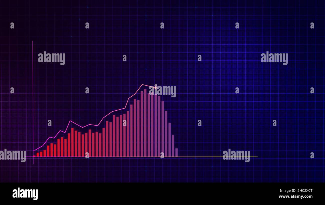 3D rendering of a growing line graph of a digital income growth chart ...
