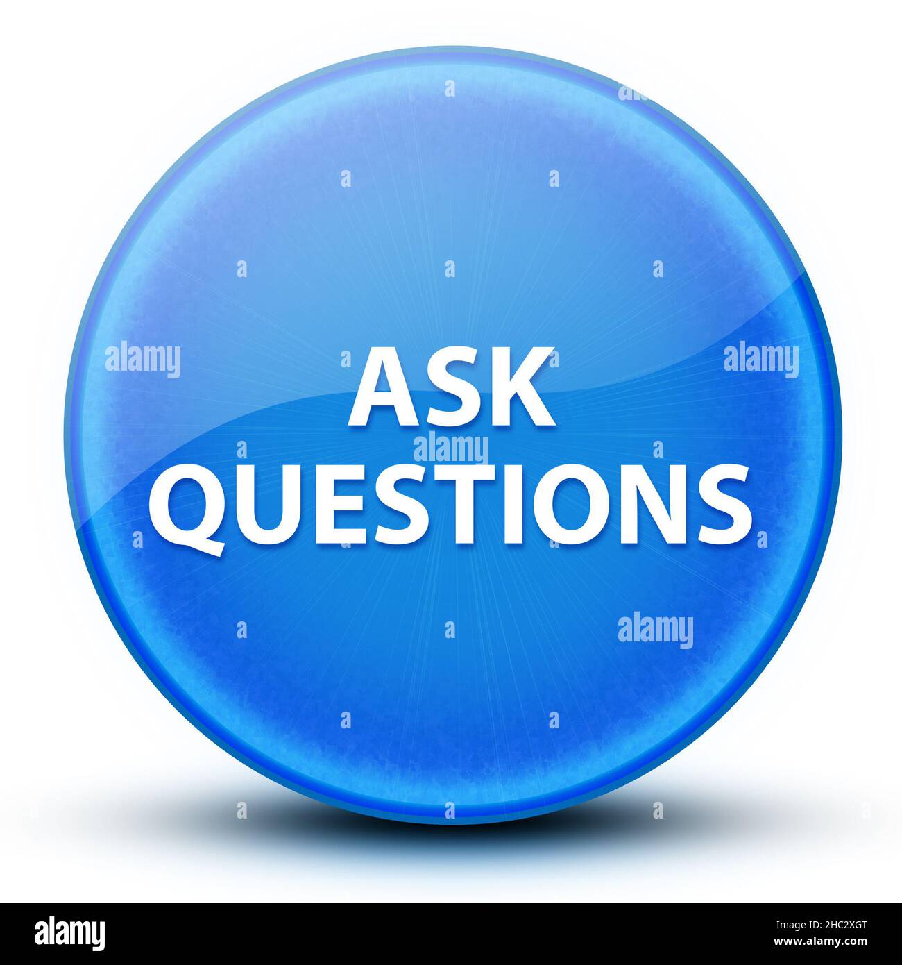 Ask Questions eyeball glossy elegant blue round button abstract ...