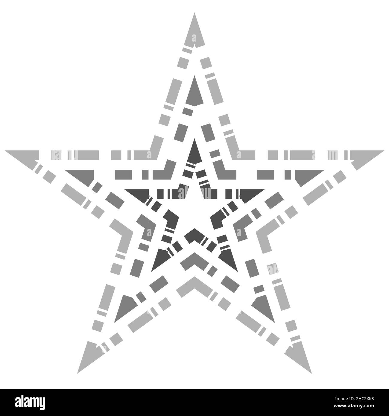 Five point star shape - sign symbol icon decomposed - vector ...