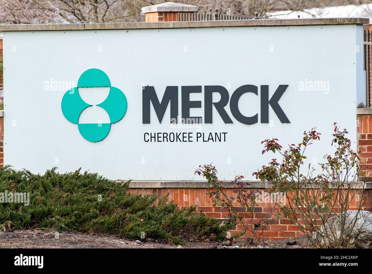 Riverside, United States. 23rd Dec, 2021. Signage outside of the Merck ...