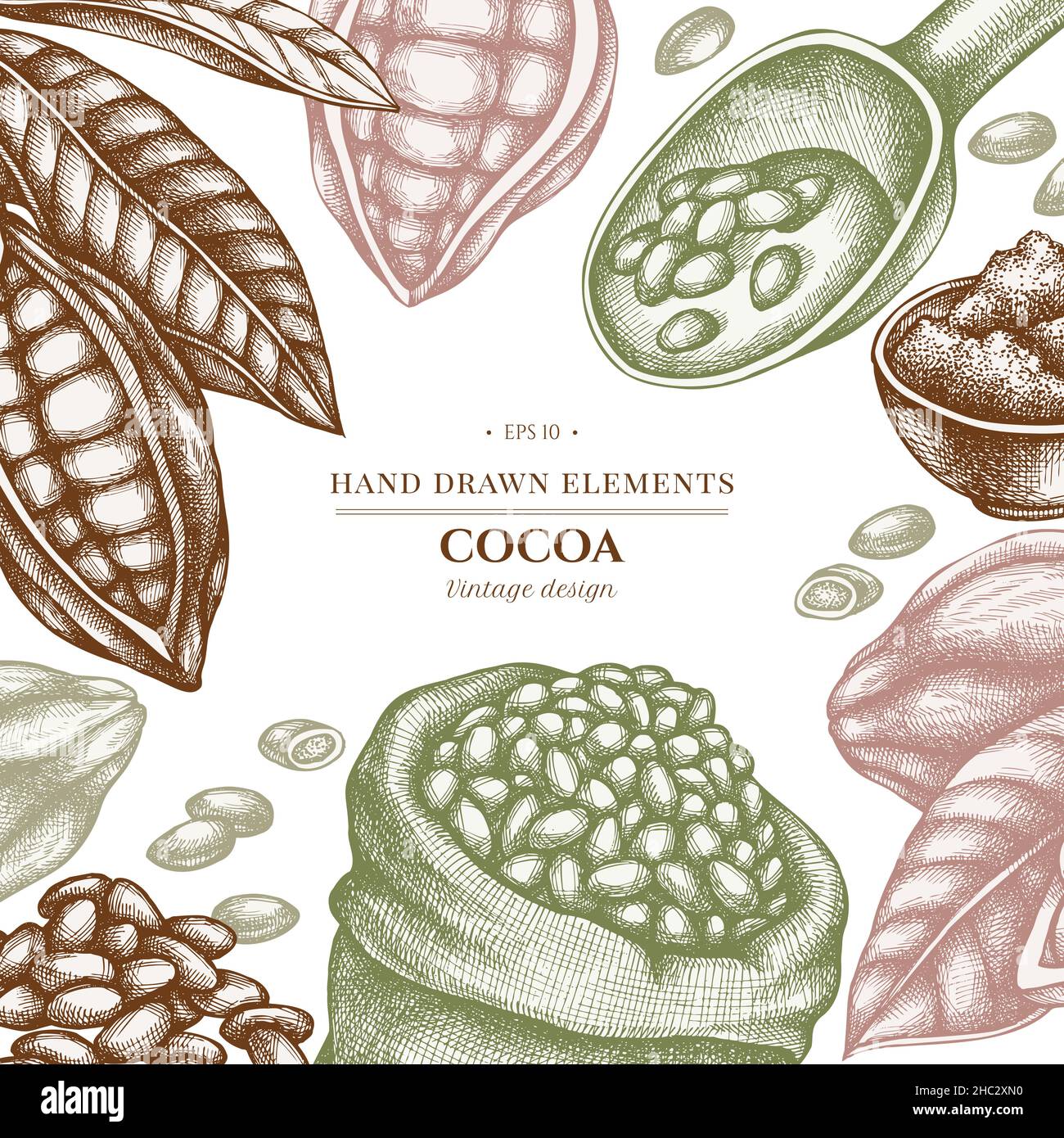 Design with pastel colored cocoa beans, cocoa Stock Vector Image & Art ...