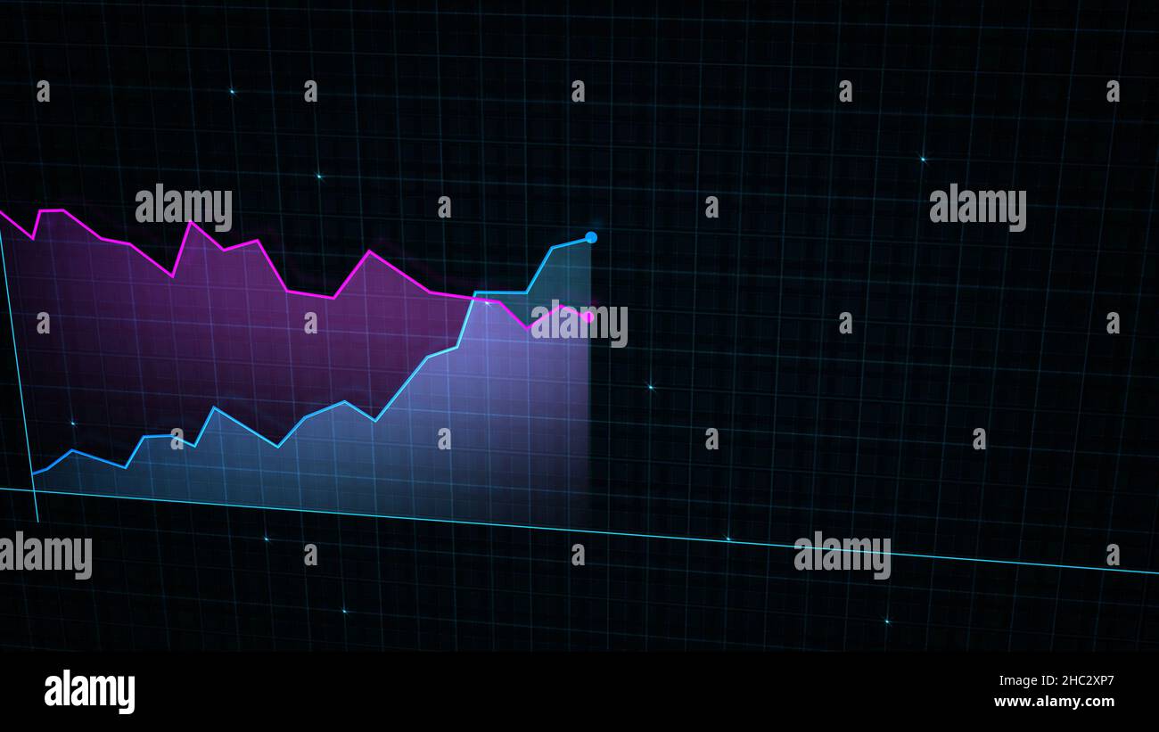3D rendering of a tech-style digital income line graph against a high ...