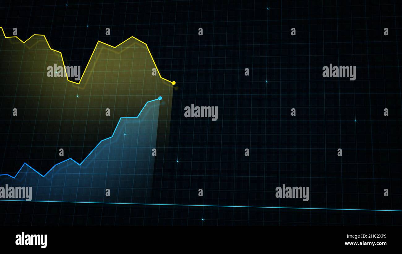 3D rendering of a tech-style digital income line graph against a high ...