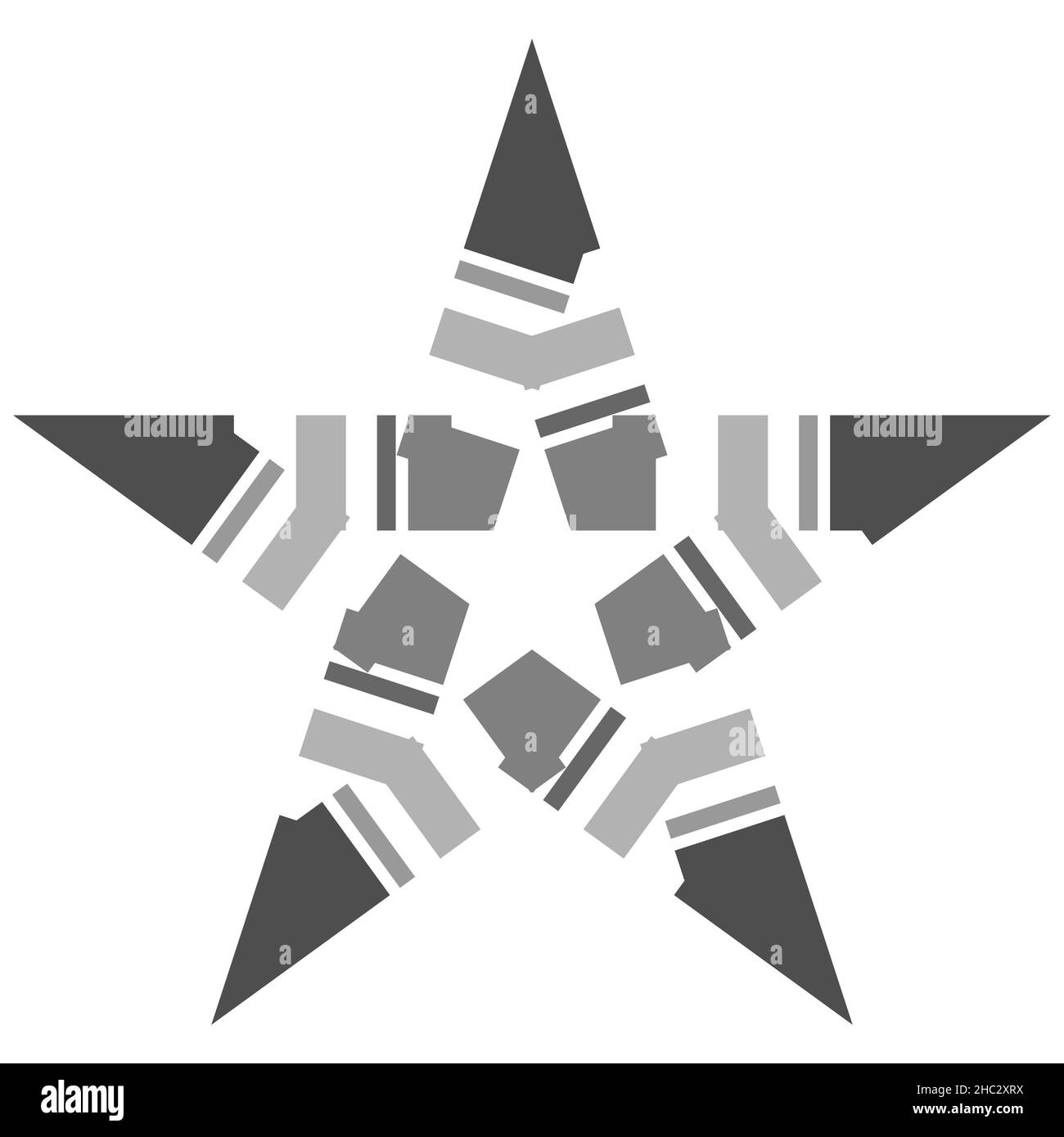 Five point star shape - sign symbol icon decomposed - vector ...