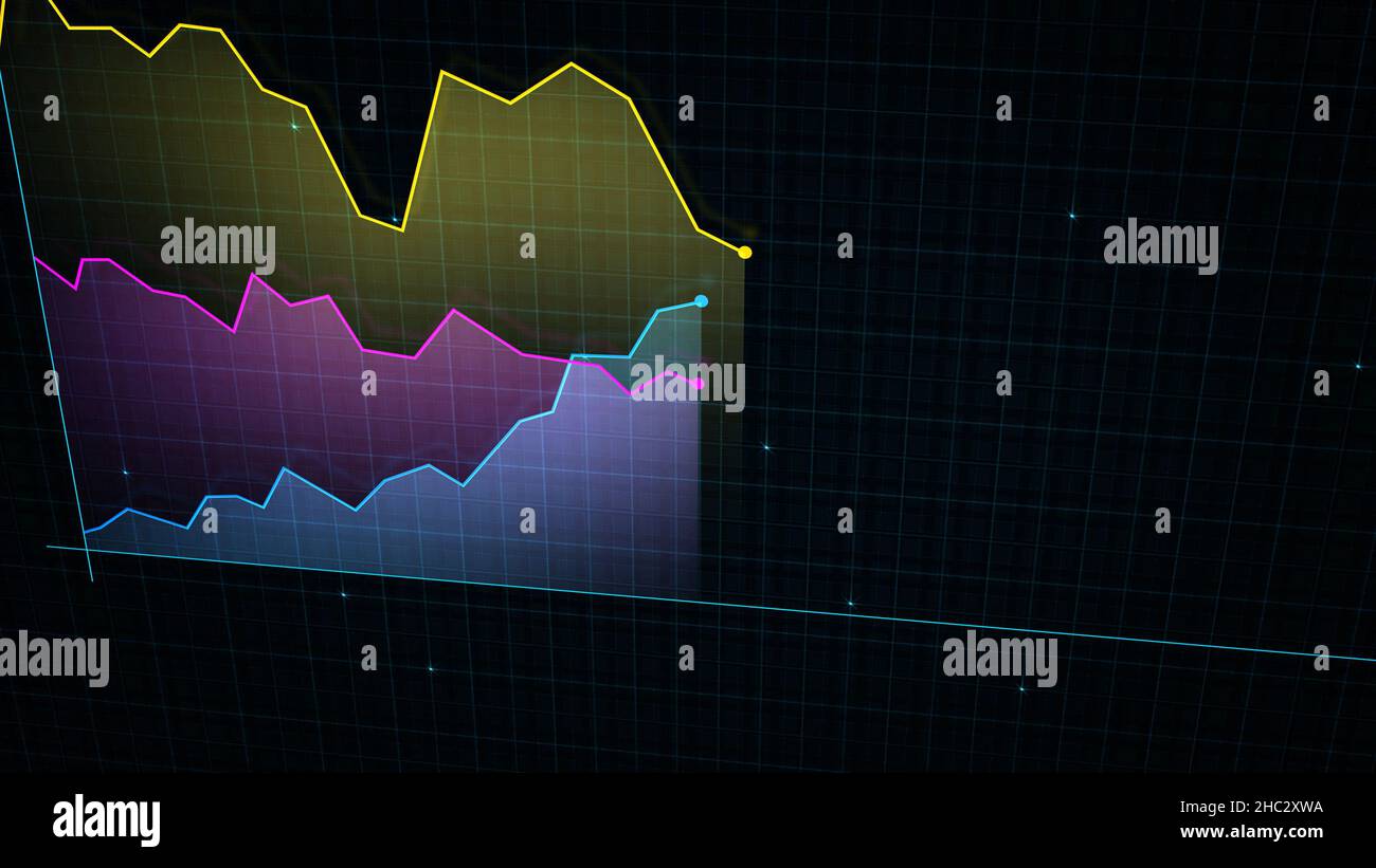 3D rendering of a tech-style digital income line graph against a high ...
