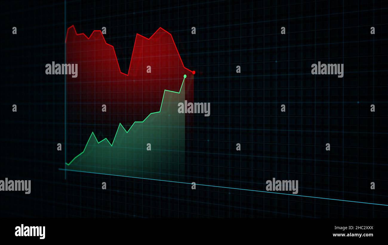 3D rendering of a tech-style digital income line graph against a high ...
