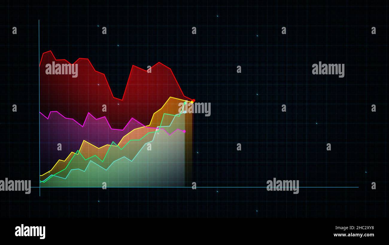 3D rendering of a tech-style digital income line graph against a high ...