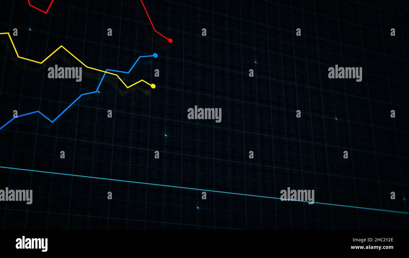 3D rendering of a tech-style digital income line graph against a high ...