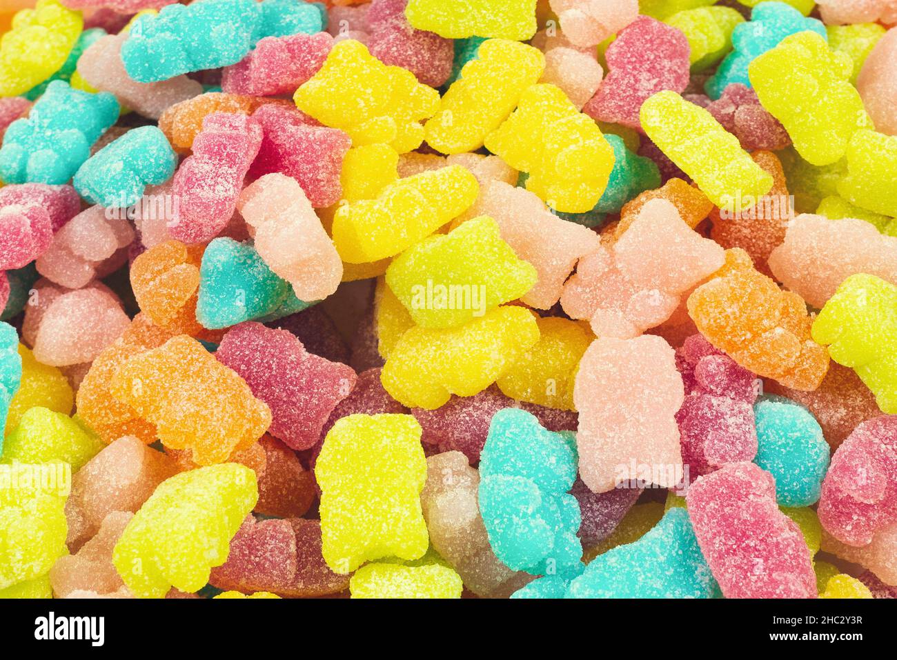Jelly sweats bears background. Top view Stock Photo - Alamy