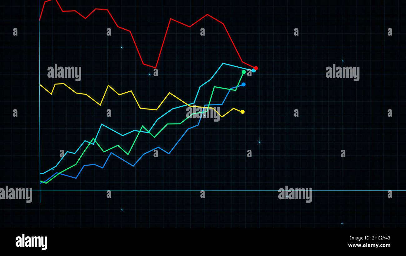 3D rendering of a tech-style digital income line graph against a high ...