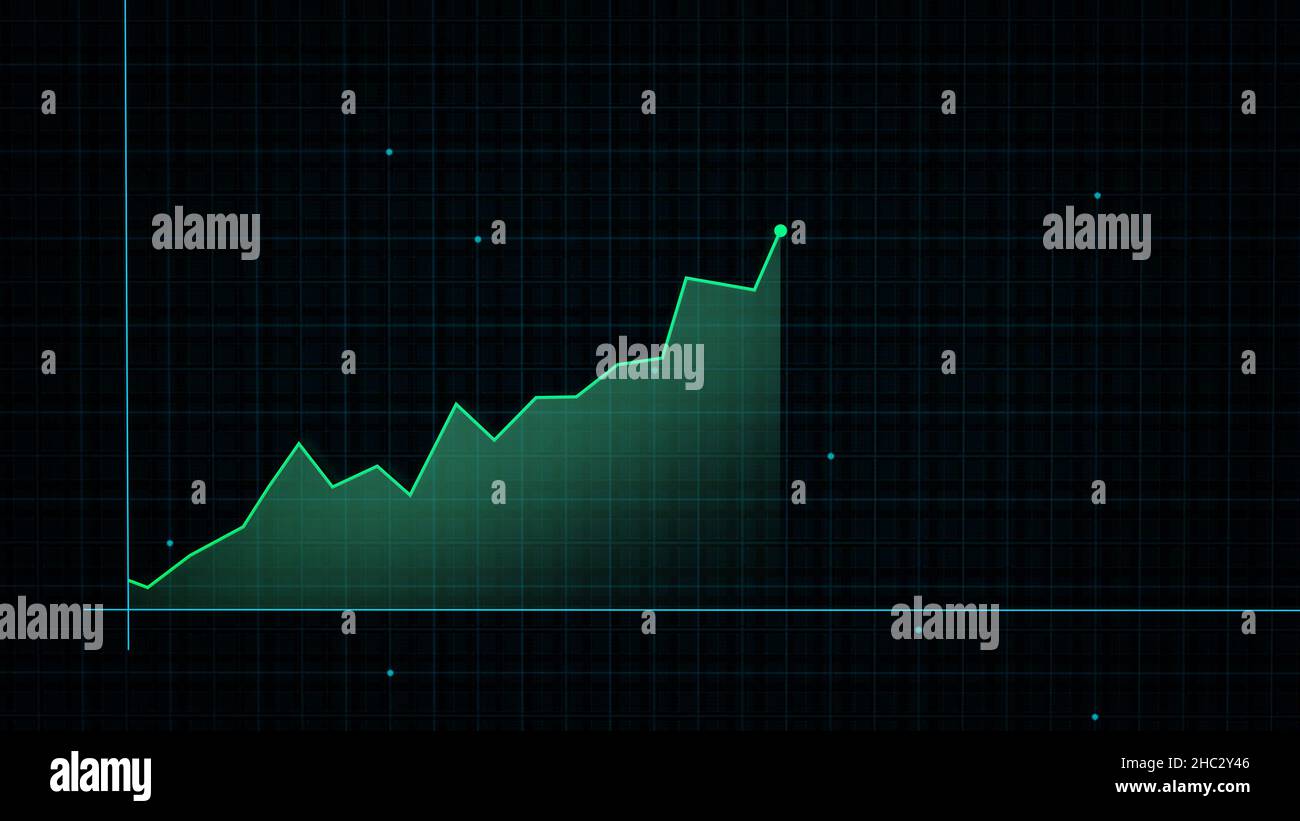 3D rendering of a tech-style digital income line graph against a high ...