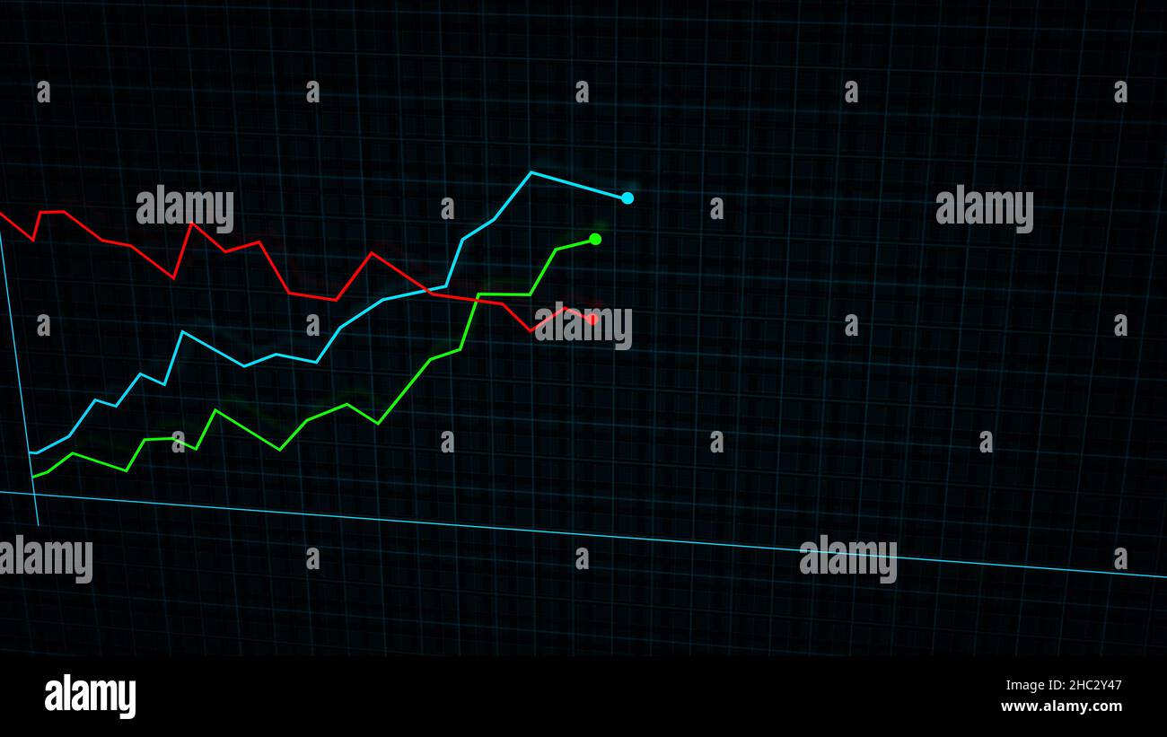 3D rendering of a tech-style digital income line graph against a high ...