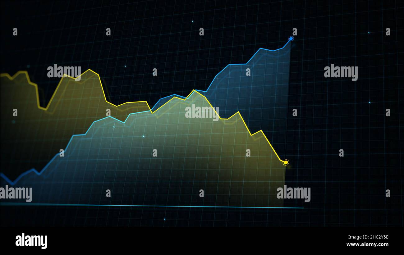 3D rendering of a tech-style digital income line graph against a high ...
