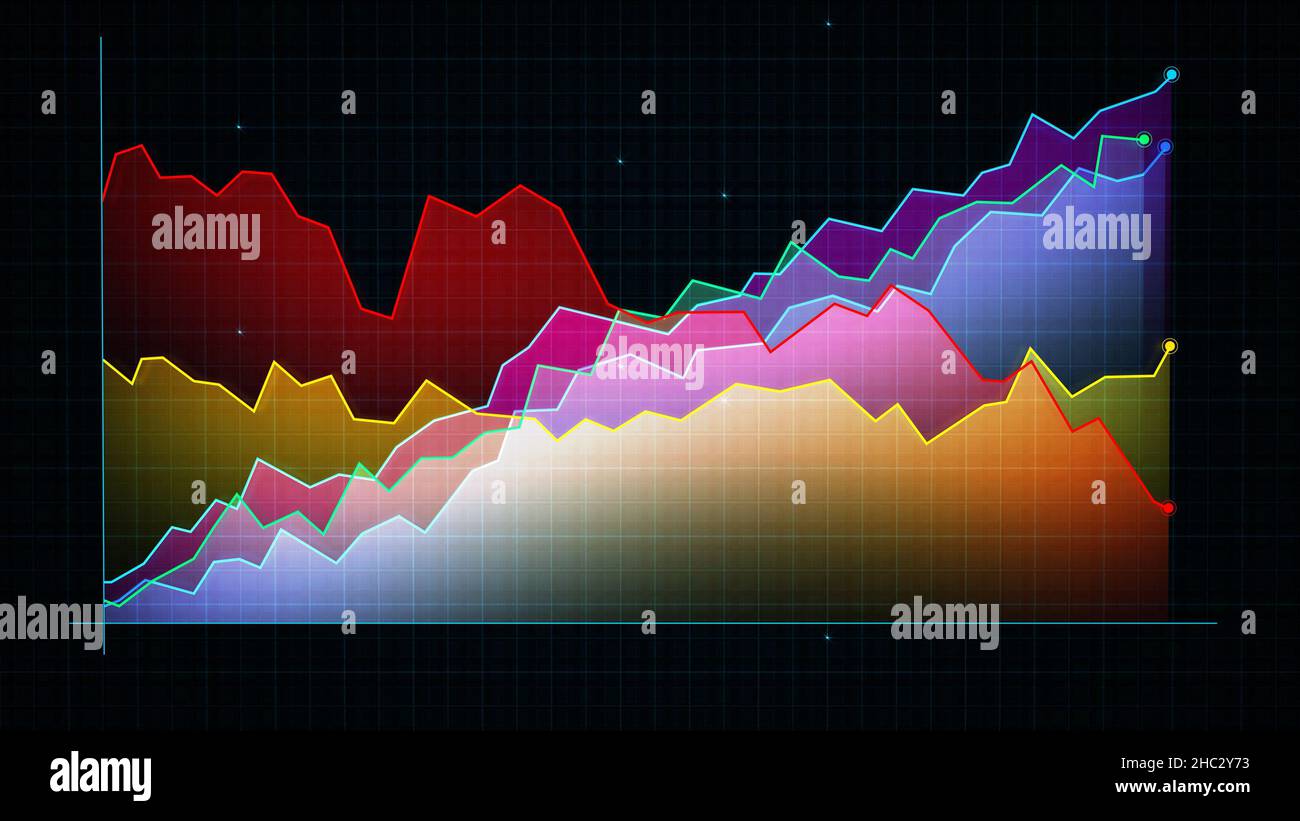 3D rendering of a tech-style digital income line graph against a high ...