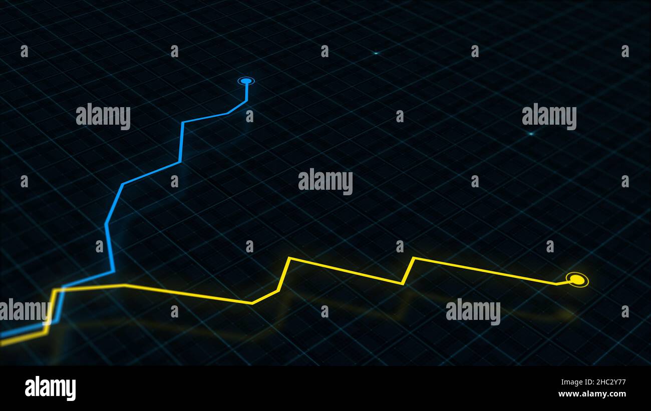 3D rendering of a tech-style digital income line graph against a high ...